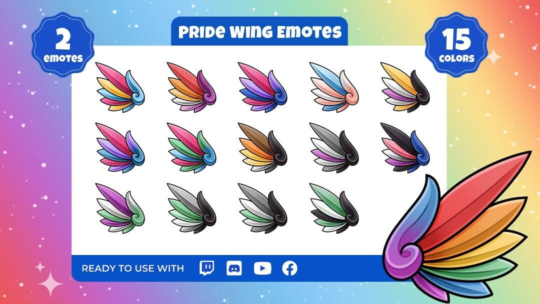 LGBTQ+ Pride Wing Emotes | Animated Emotes for Twitch, Discord, Kick ...