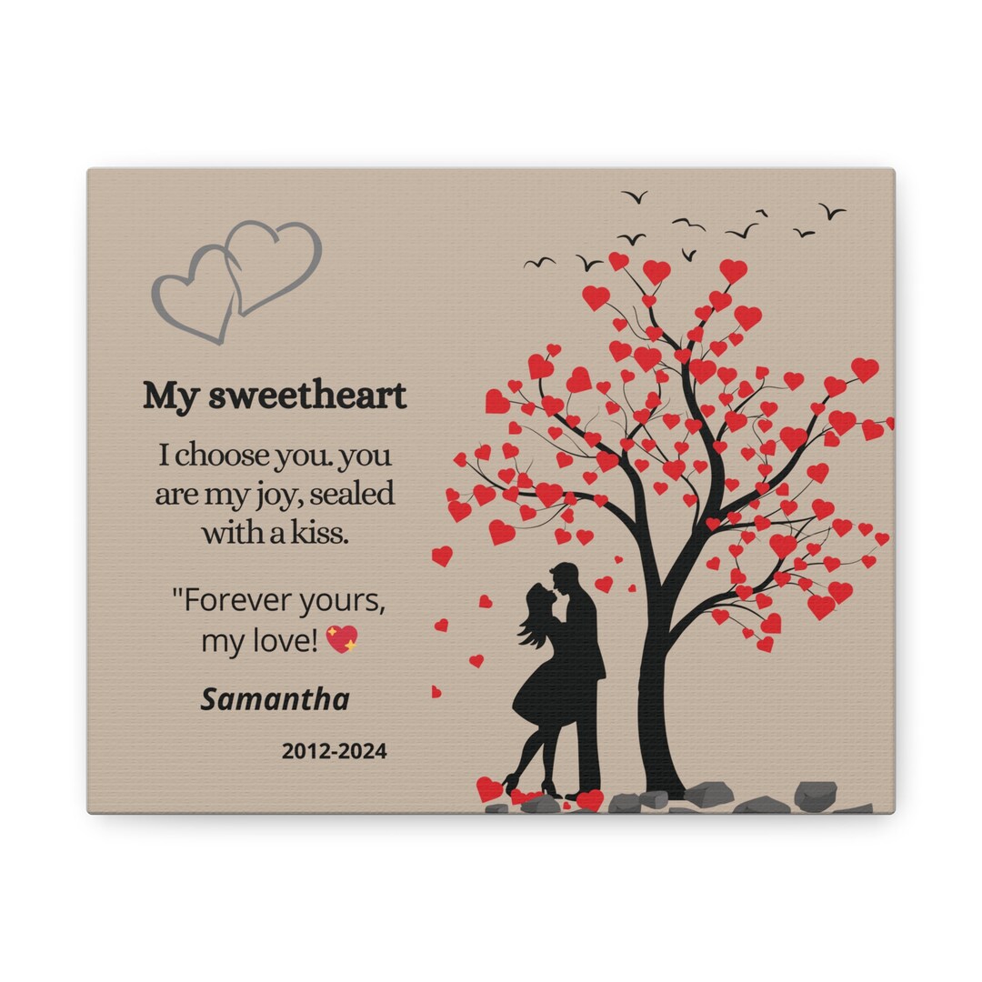 Personalized Valentine, Love Message on Canvas for Her Romantic Gift ...