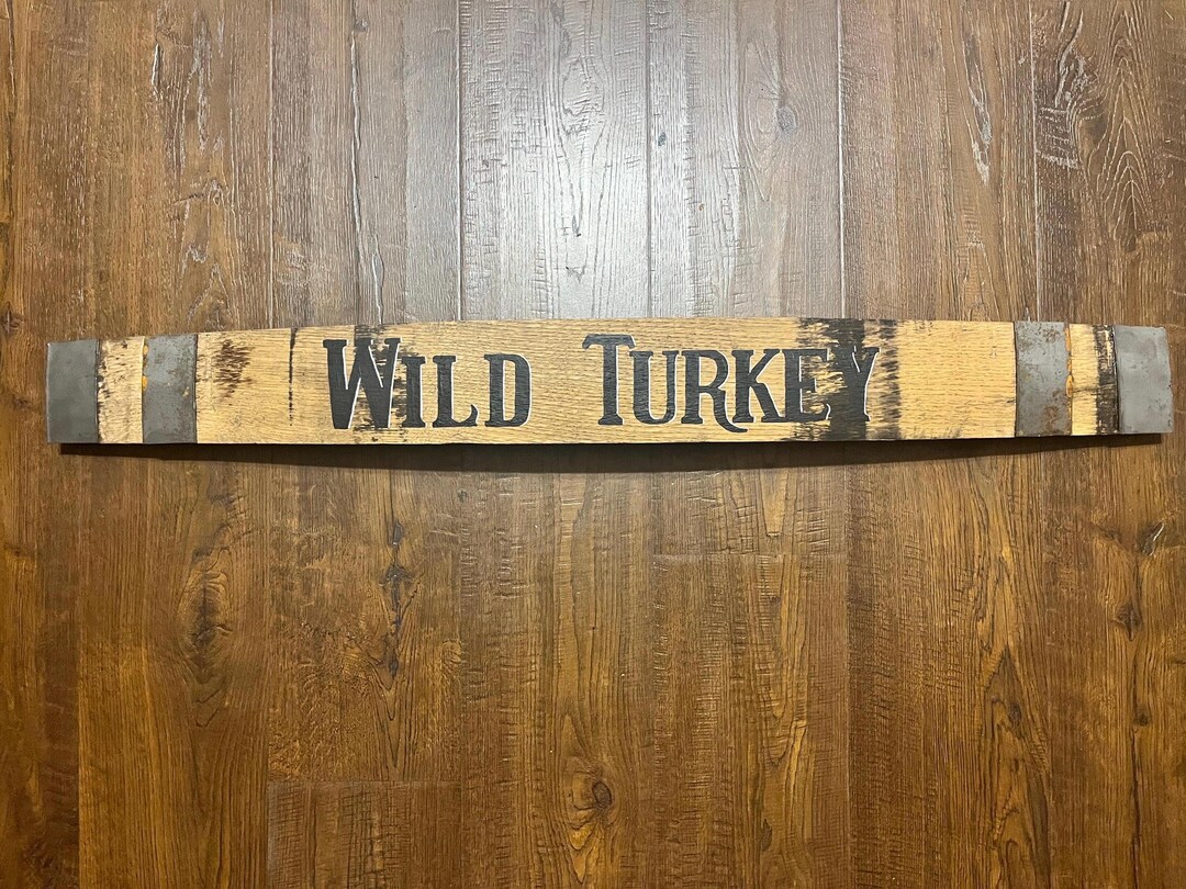 Hand Painted Wild Turkey and Buffalo Trace Staves, Real Oak Wood 35"l ...