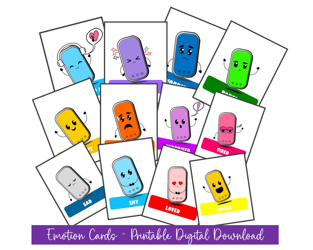 Emotion Flash Cards. Printable Flashcards. Visual Learning Materials ...
