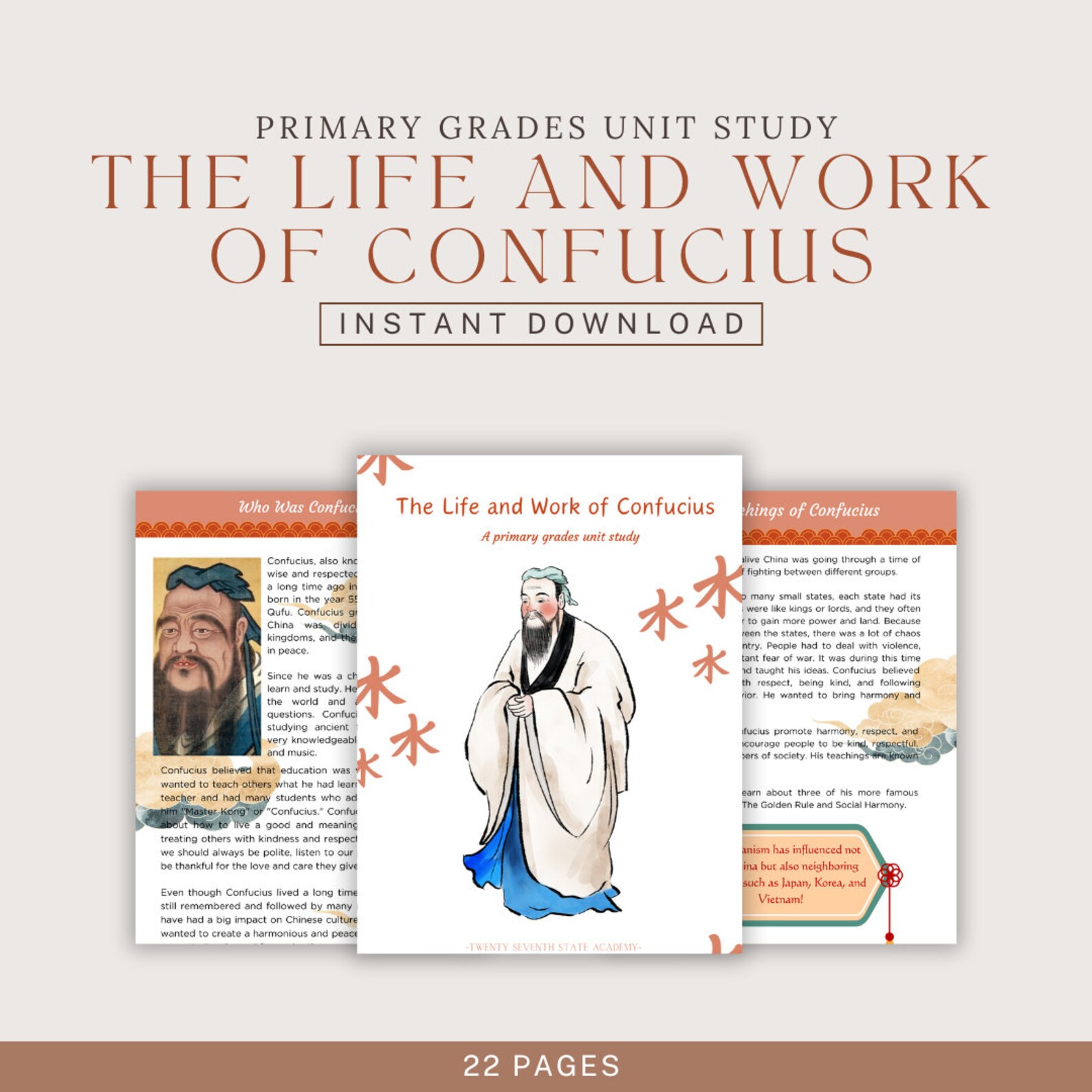 The Life and Work of Confucius: A Primary Grades Unit Study - Etsy