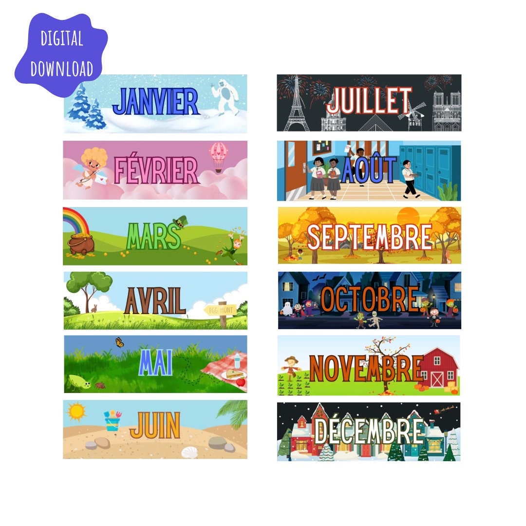 12 Months of the Year in French French Classroom Decor Les Mois En ...