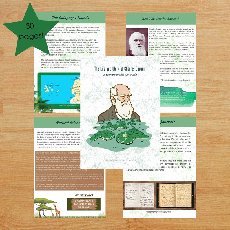 The Life and Work of Charles Darwin: A Primary Grades Unit Study - Etsy