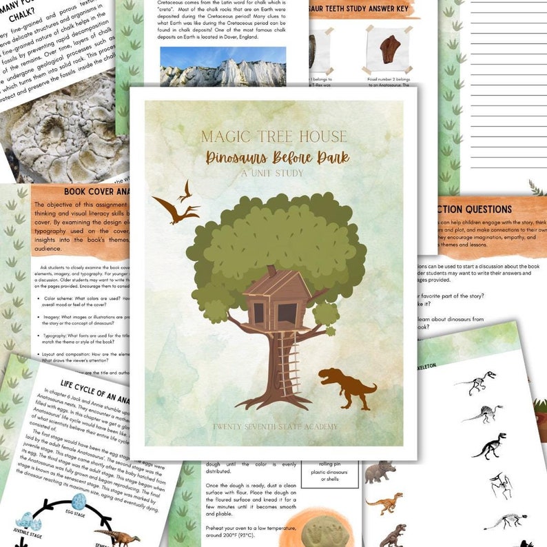 Magic Tree House: Dinosaurs Before Dark Unit Study - Primary Grades - Etsy