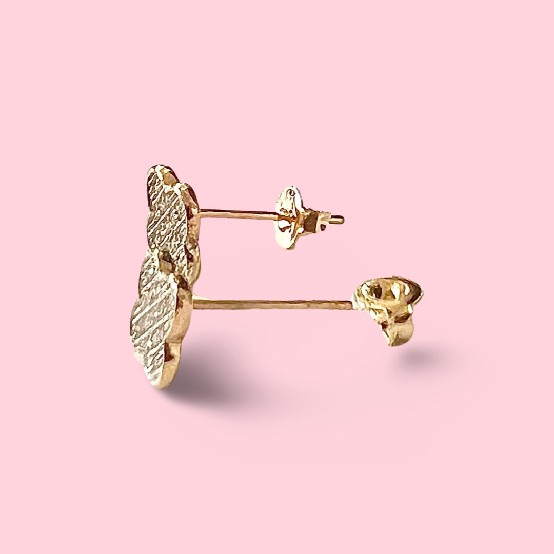 14k Real Gold Earrings | Arete Trébol De Oro Real De 14 Quilates ...