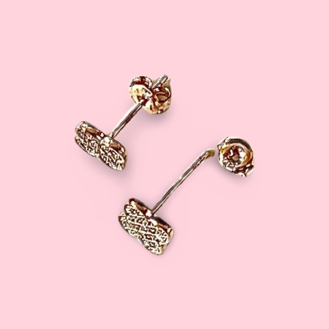 14k Real Gold Earrings | Arete Trébol De Oro Real De 14 Quilates ...