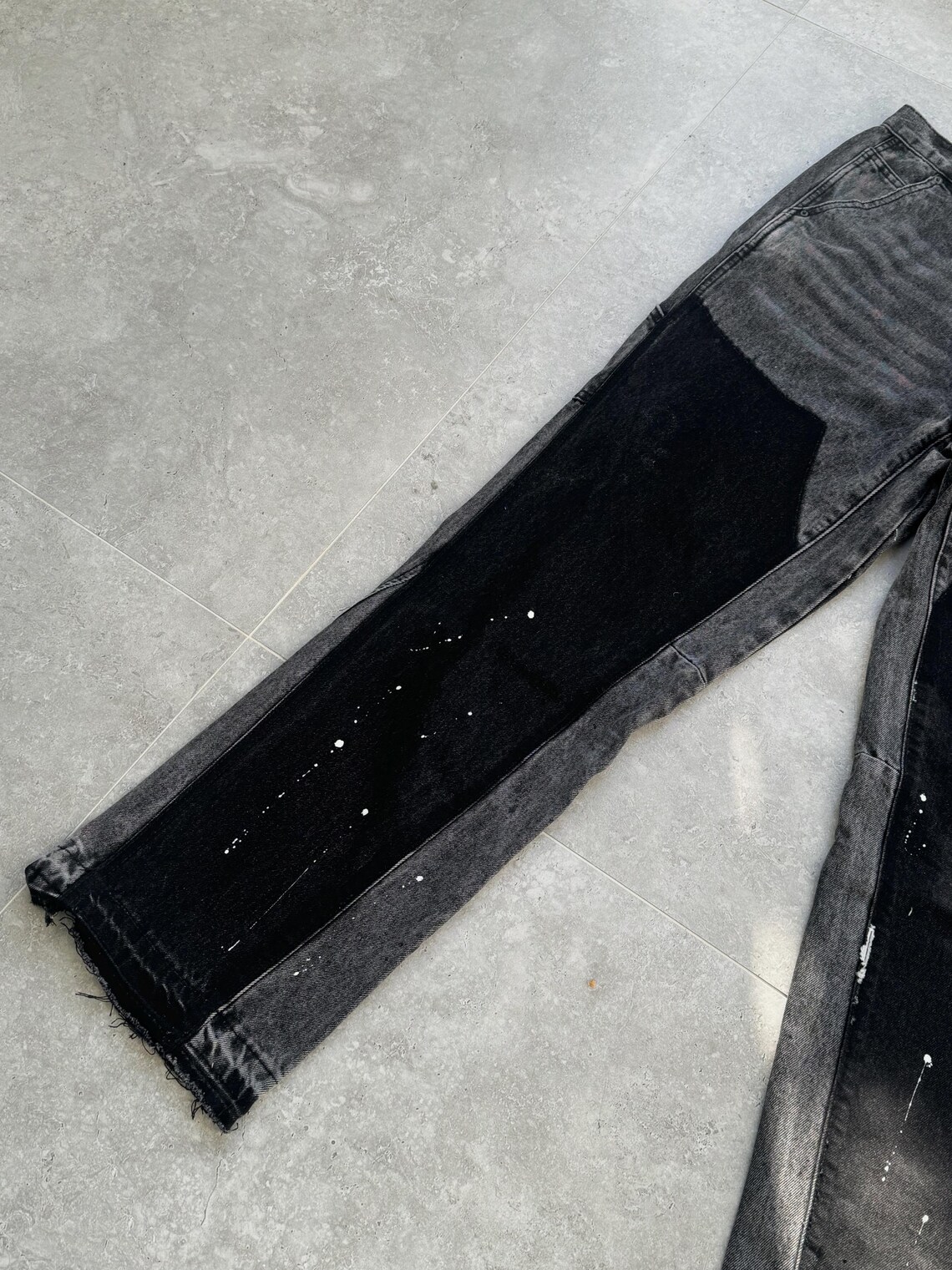Black Mens Flare Paint Drip Streetstyle Vintage Style DEPT Jeans - Etsy