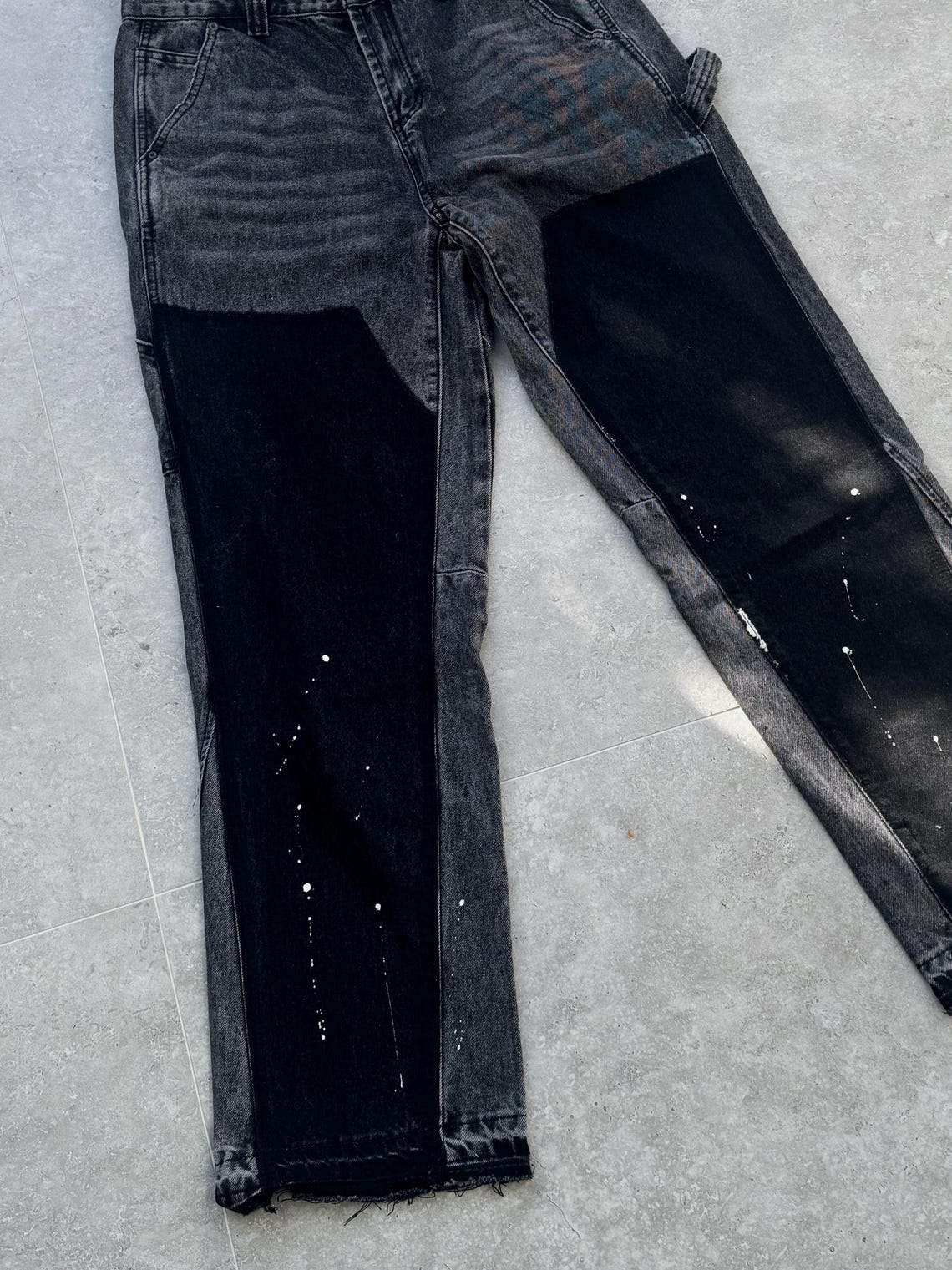 Black Mens Flare Paint Drip Streetstyle Vintage Style DEPT Jeans - Etsy