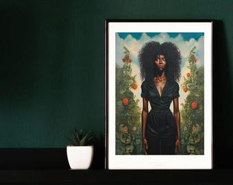 Black Woman Art, African American Wall Art, Black Art Print, Digital ...