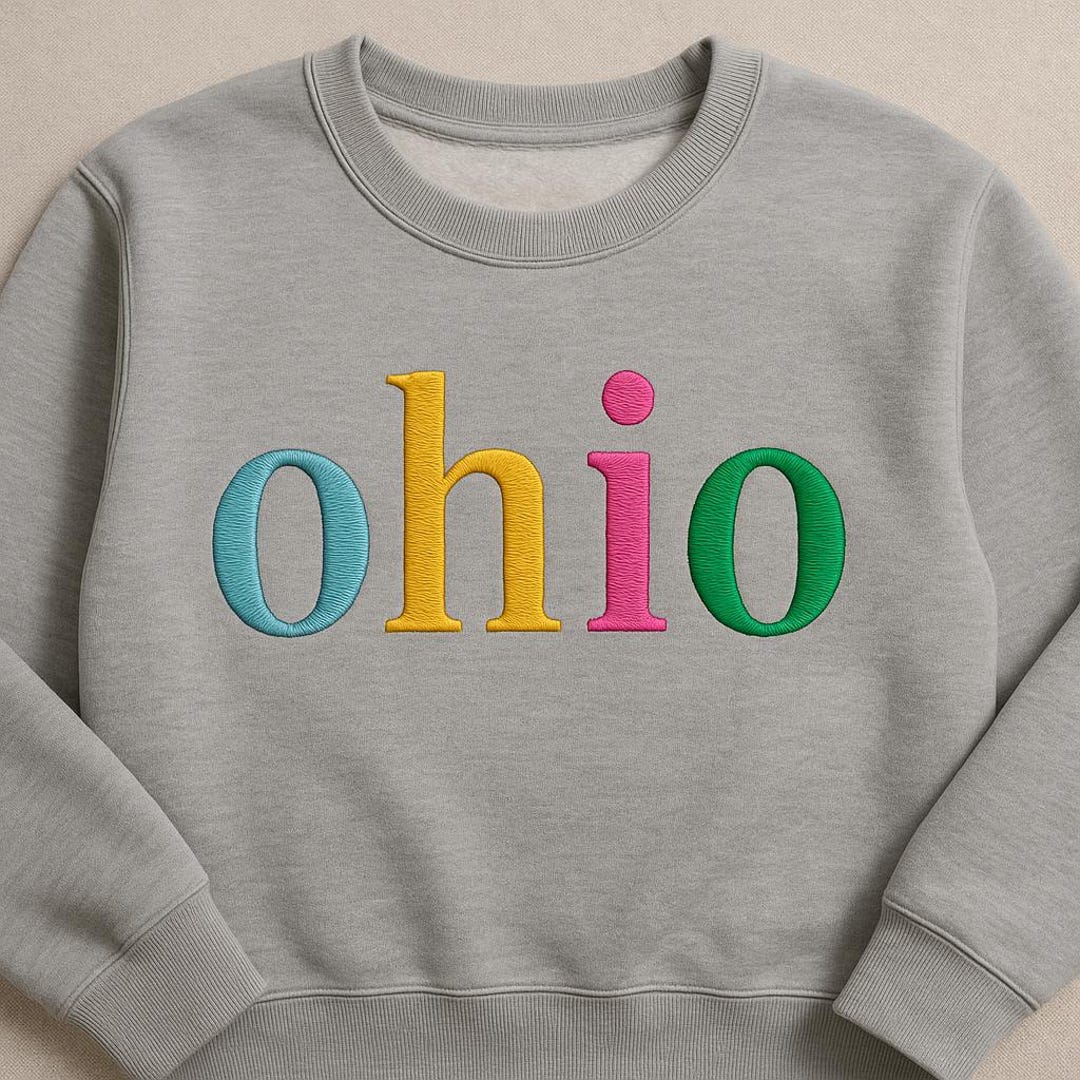 Ohio Embroidered Sweatshirt – Colorful State Pride Crewneck – Unisex ...