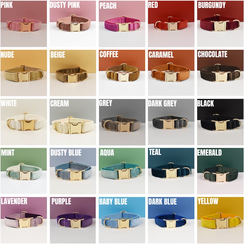 Personalized Velvet Dog Collar Set: Engraved Buckle, Bow Tie & Leash - Etsy