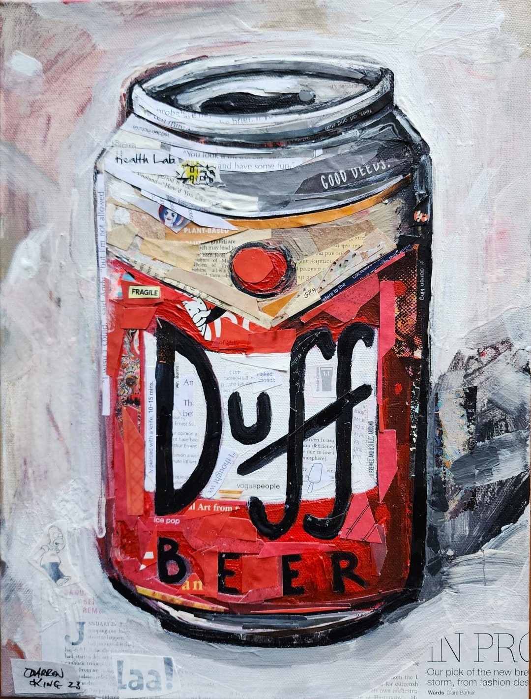 Duff Beer - the Simpsons Inspired Pop Art - Mixed Media on Canvas ...