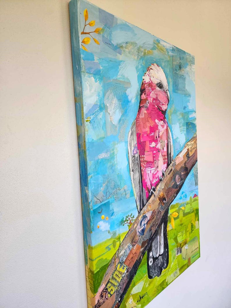 Galah. Australian Native Bird. Collage Original. Ready to Hang. Free ...