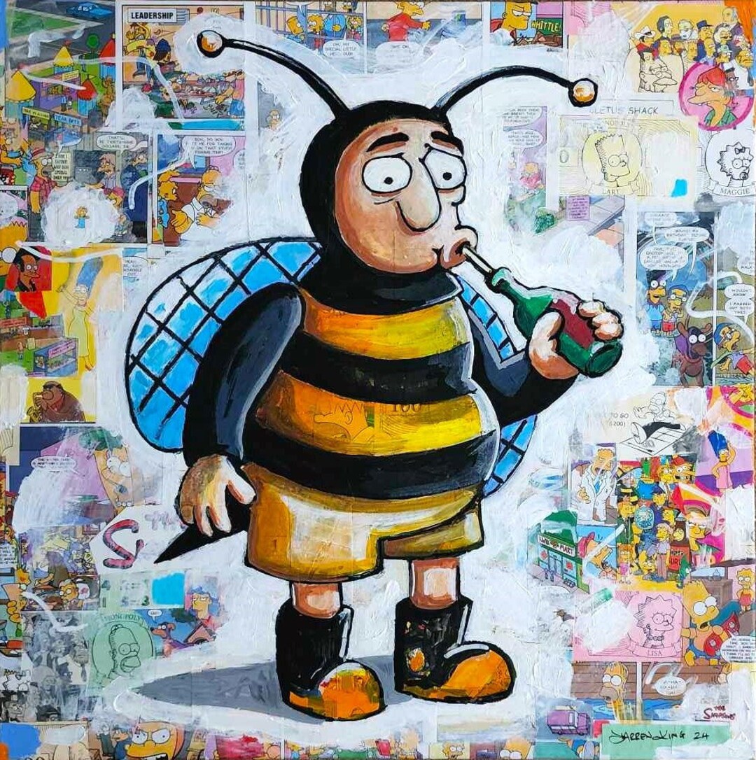 Bumblebee Man the Simpsons Inspired Mixed Media Collage on Canvas ...
