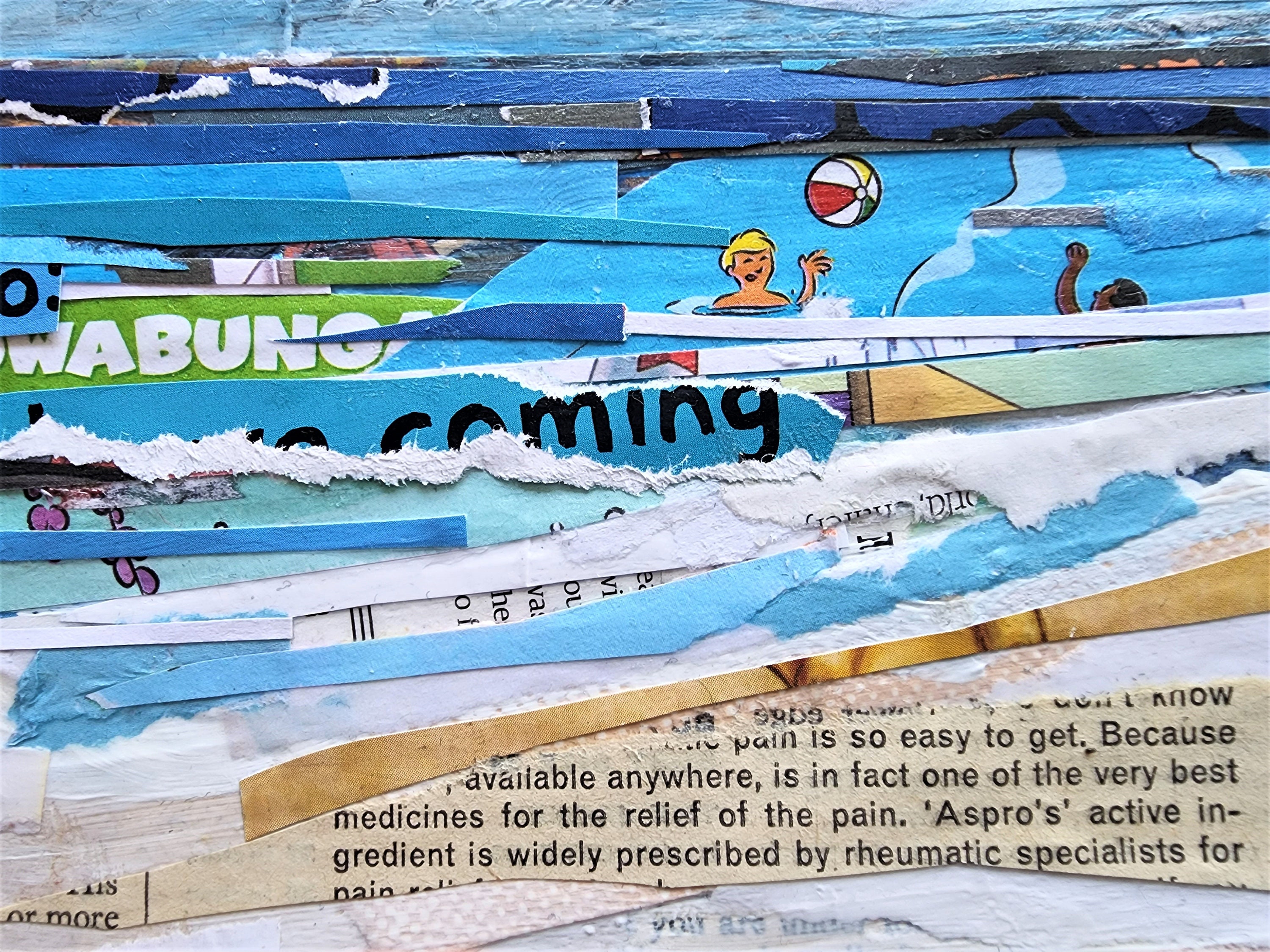 The Beach 3 Mixed Media, Beach Original Framed Art. Ready to Hang. Free ...