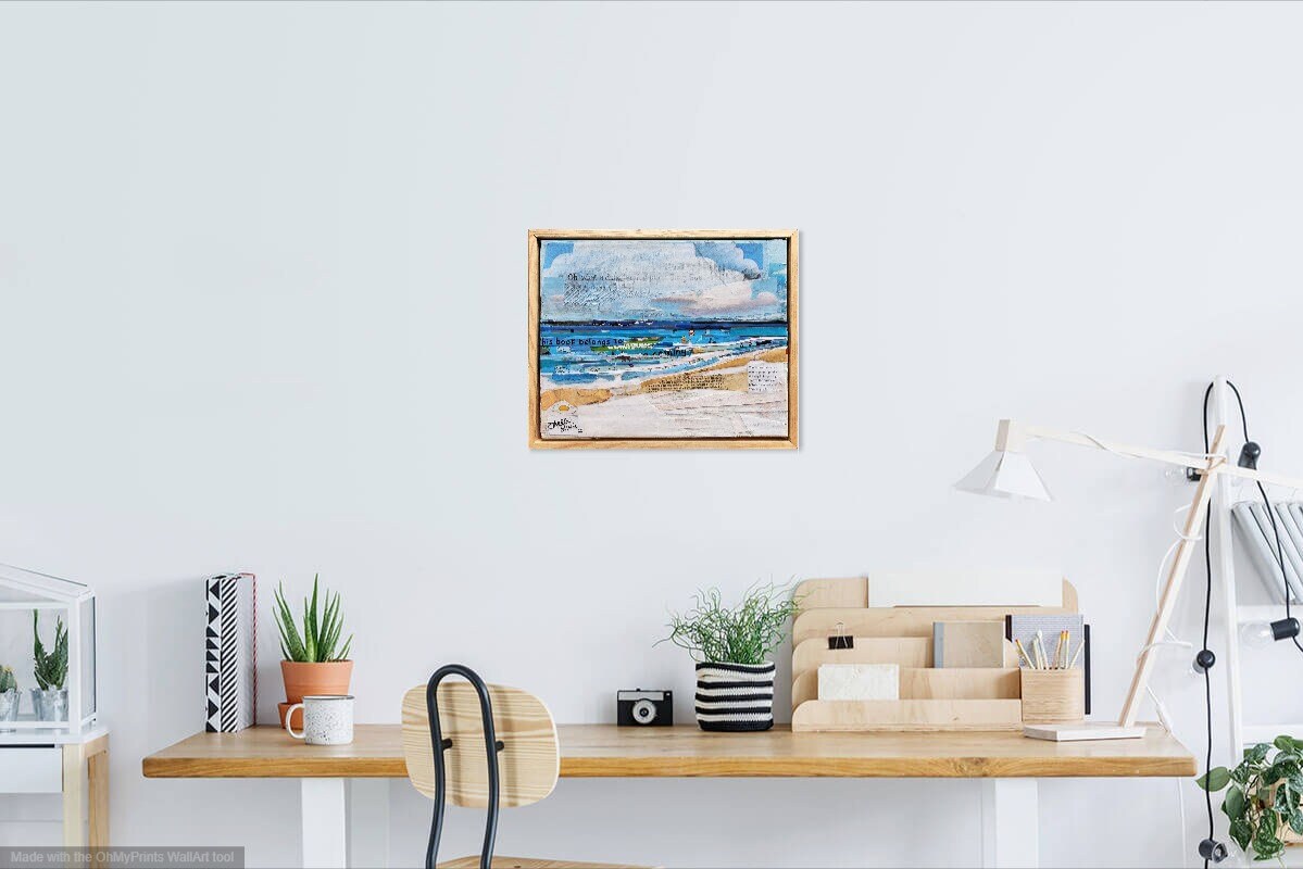 The Beach 3 Mixed Media, Beach Original Framed Art. Ready to Hang. Free ...