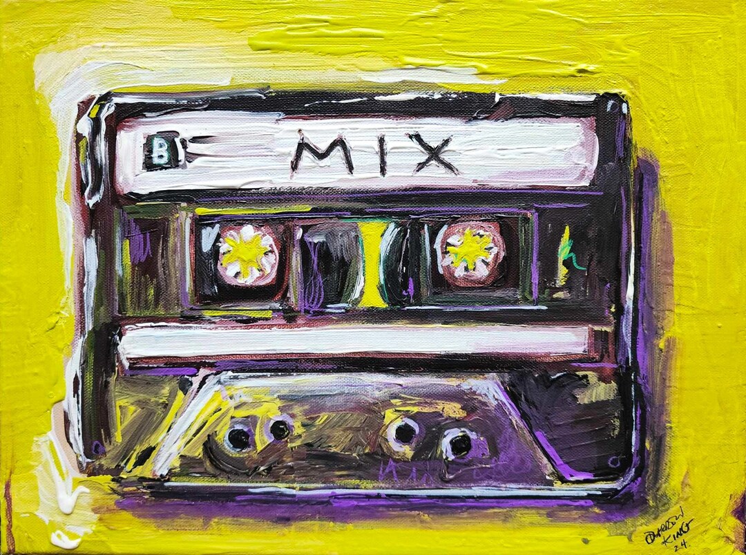 MIX - Mixed Tape, Cassette Acrylic Painting on Canvas. Ready to Hang ...