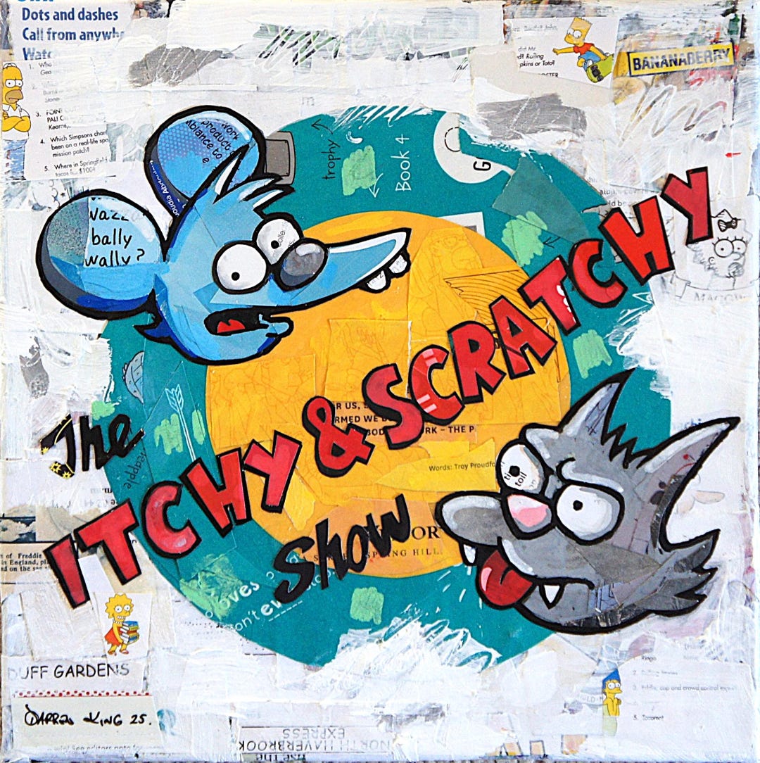 The Itchy & Scratchy Show. Collage Mixed Media the Simpons Inspired Pop ...