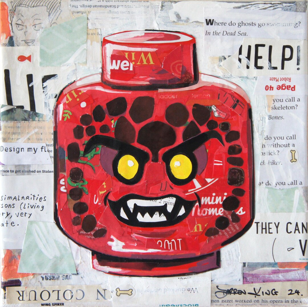 Alien Lava Monster Lego Still Life Painting Original. Mixed Media ...