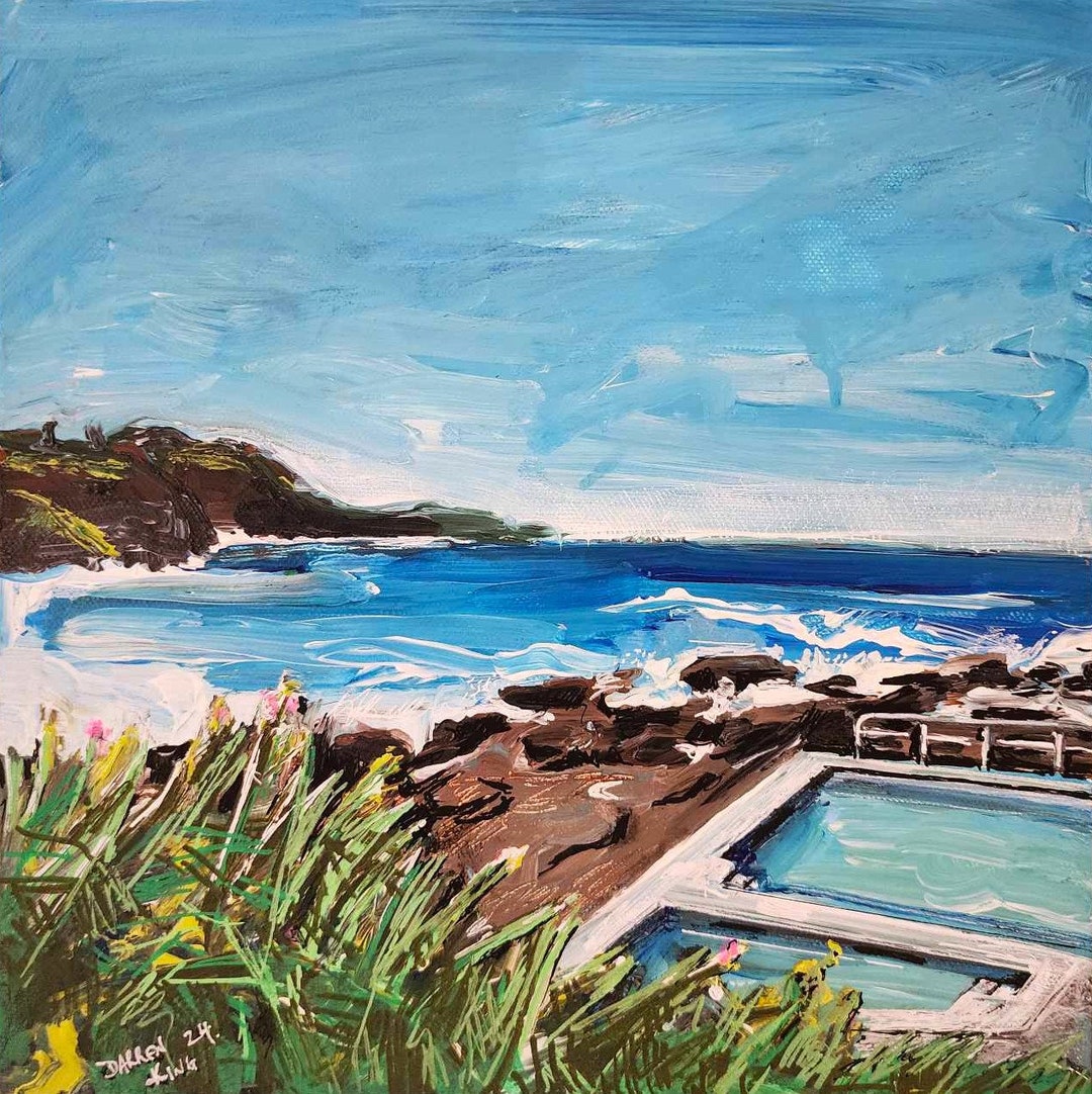 Coalcliff - Beach, Landscape, Seascape, Small Acrylic Artwork. Ready to ...