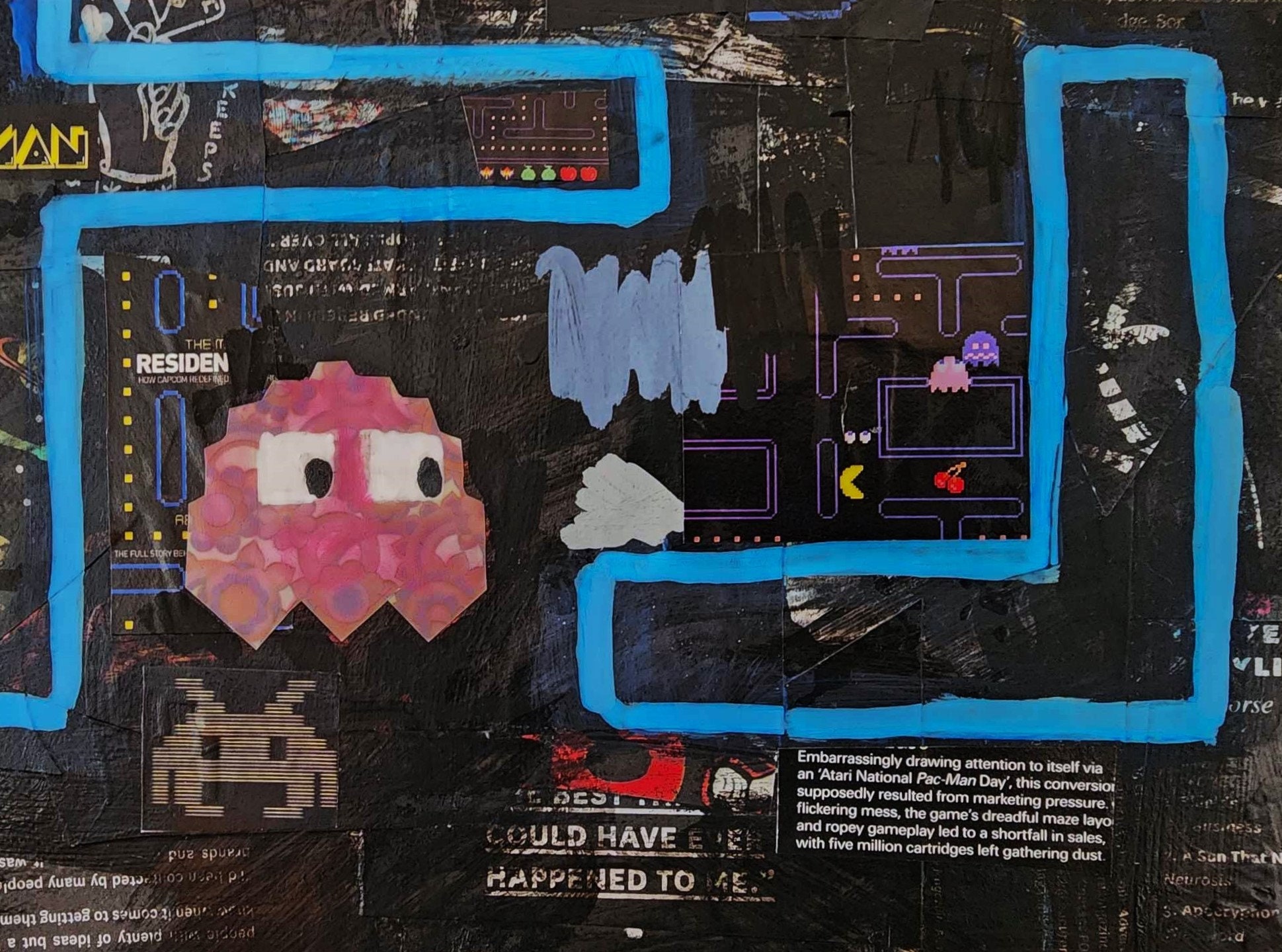 Pac-man Original Mixed Media Pop Art. Ready to Hang. Free Post in ...