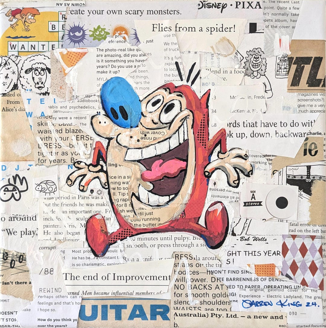 Stimpy. Ren & Stimpy Inspired Original Art. Ready to Hand. Free Post in ...