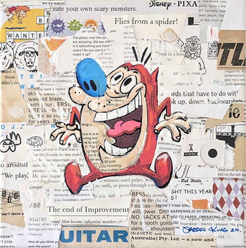 Stimpy. Ren & Stimpy Inspired Original Art. Ready to Hand. Free Post in ...