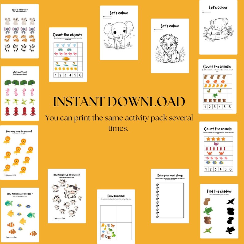Animal Activity Pack for Kids , Activity Pack , Animal Activities ...