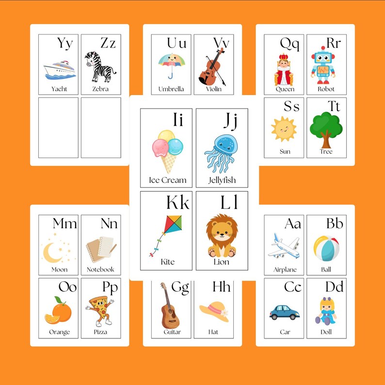 Printable Alphabet Cards Montessori Cards, ABC Flash Cards, Educational ...
