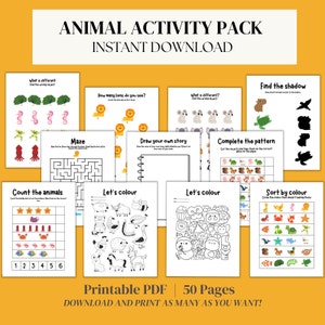Animal Activity Pack for Kids , Activity Pack , Animal Activities ...