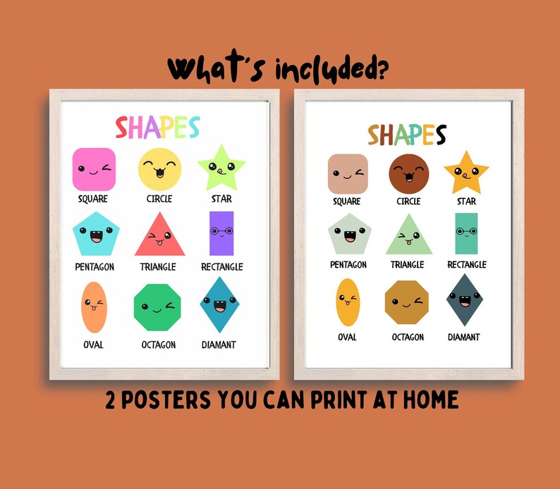 Shapes Poster for Kids, Wall Art for Kids, Educational Prints ...
