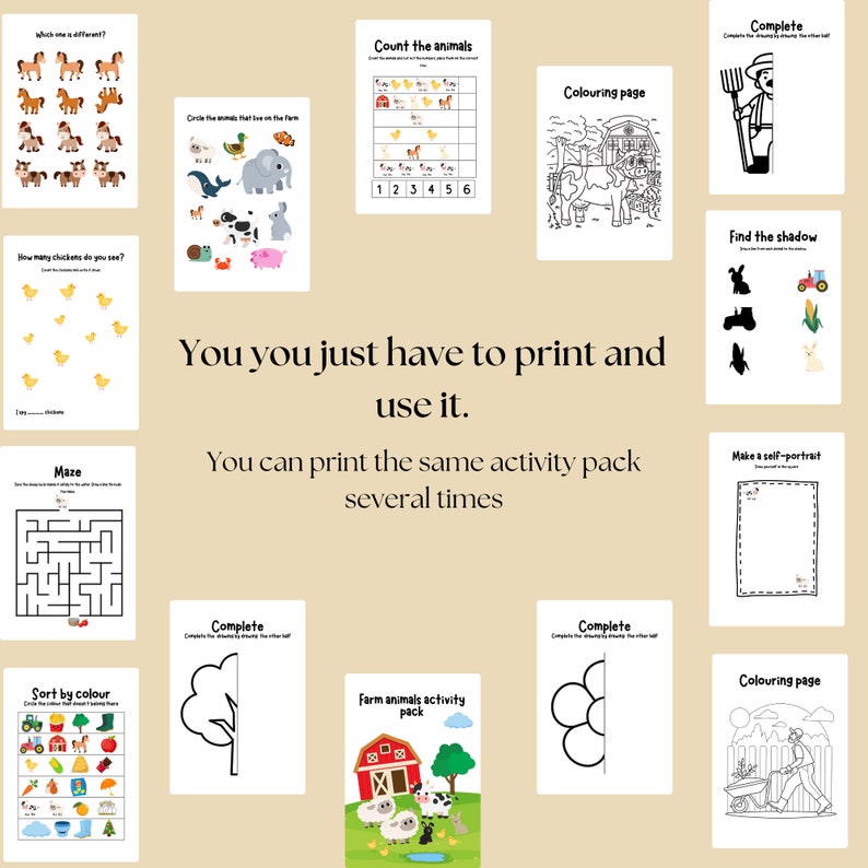 Farm Animals Activity Pack - Etsy