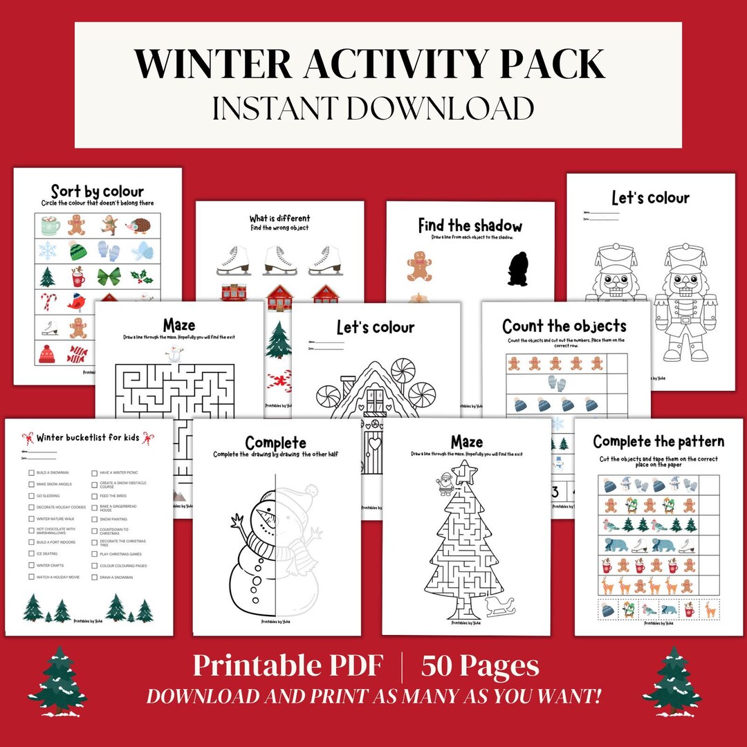 Winter Activity Pack for Kids , Winter Activity for Kids , Winter ...