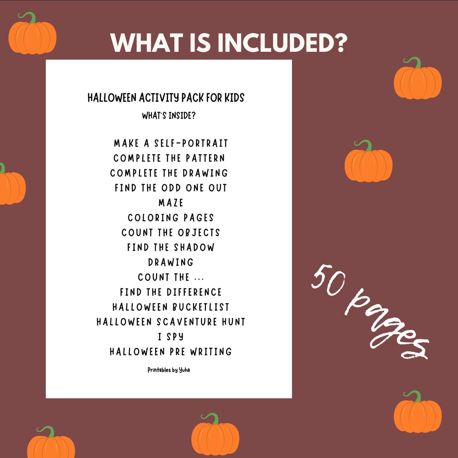 Halloween Activity Pack for Kids Printable, Printable Halloween ...