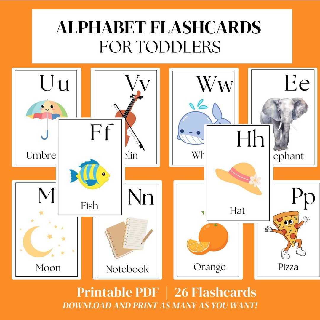 Printable Alphabet Cards Montessori Cards, ABC Flash Cards, Educational ...