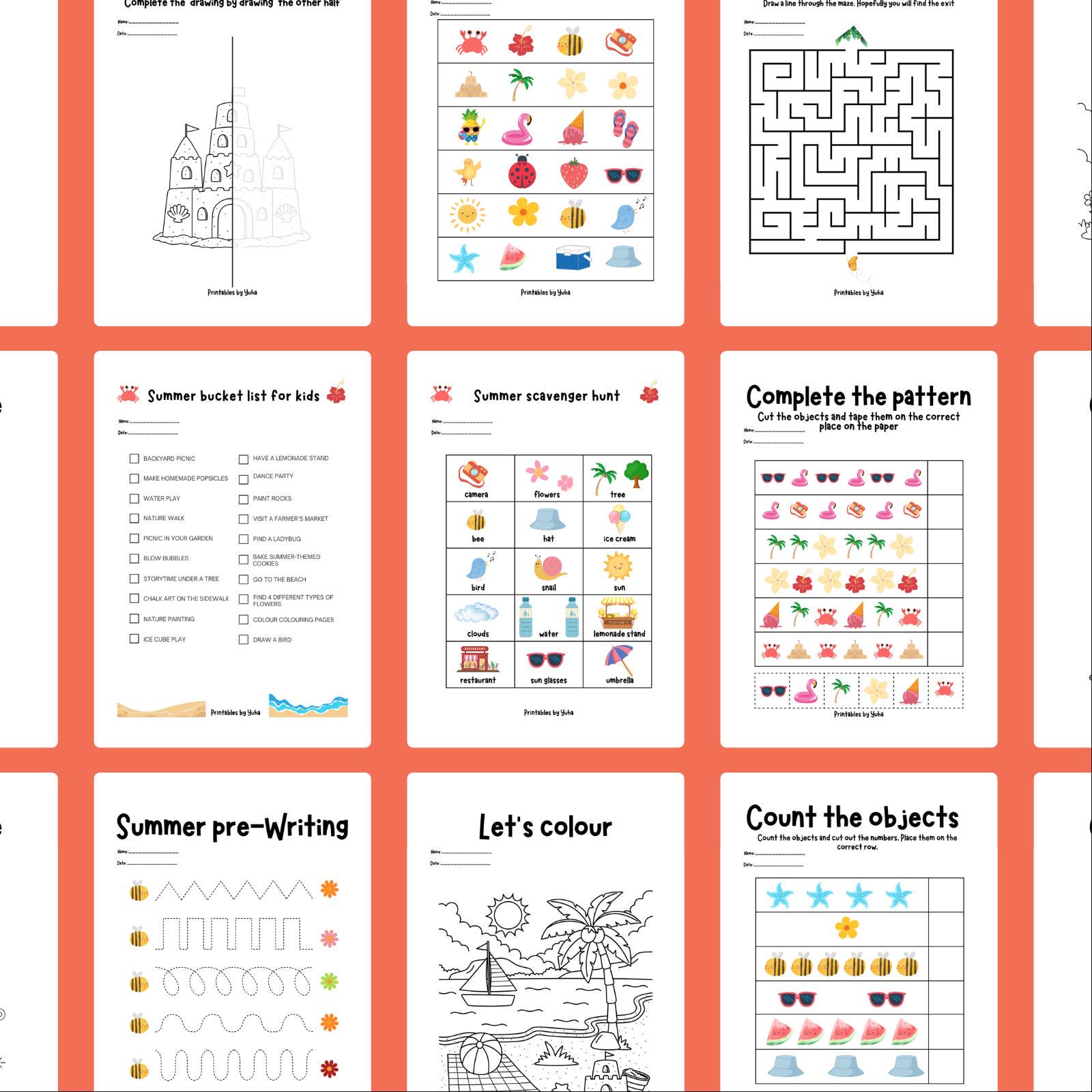 Summer Activity Pack for Kids, Summer Printable Games, Summer ...