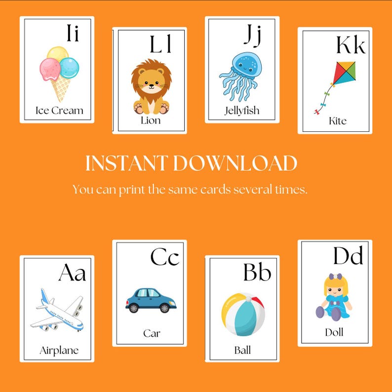 Printable Alphabet Cards | Montessori Cards, ABC Flash Cards ...