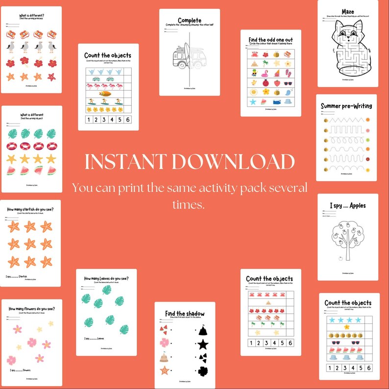 Summer Activity Pack for Kids, Summer Printable Games, Summer ...