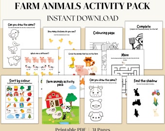 Animal Activity Pack for Kids , Activity Pack , Animal Activities ...