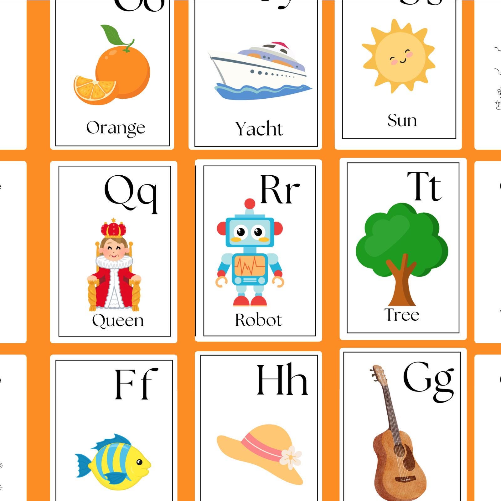Printable Alphabet Cards Montessori Cards, ABC Flash Cards, Educational ...