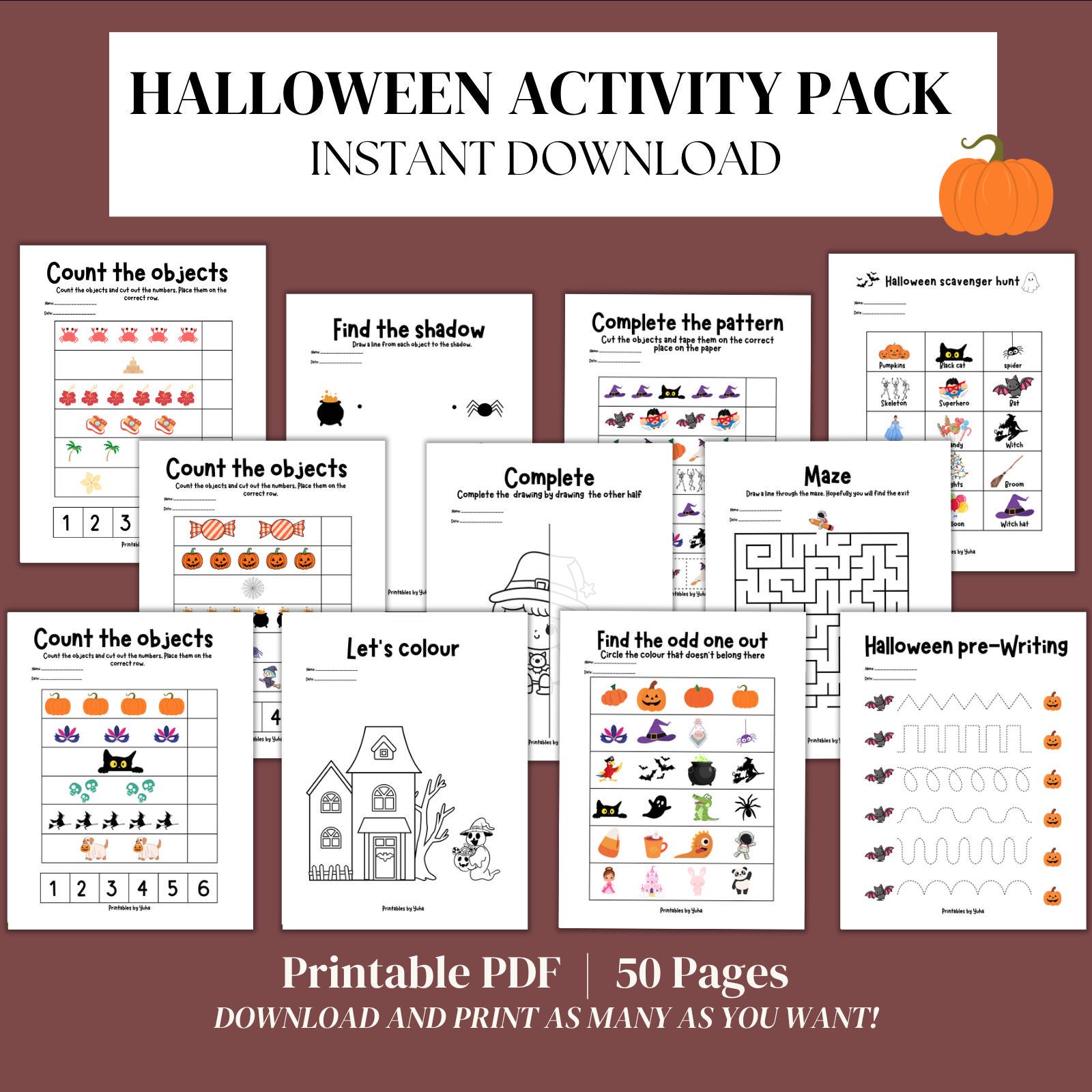 Halloween Activity Pack for Kids Printable, Printable Halloween ...