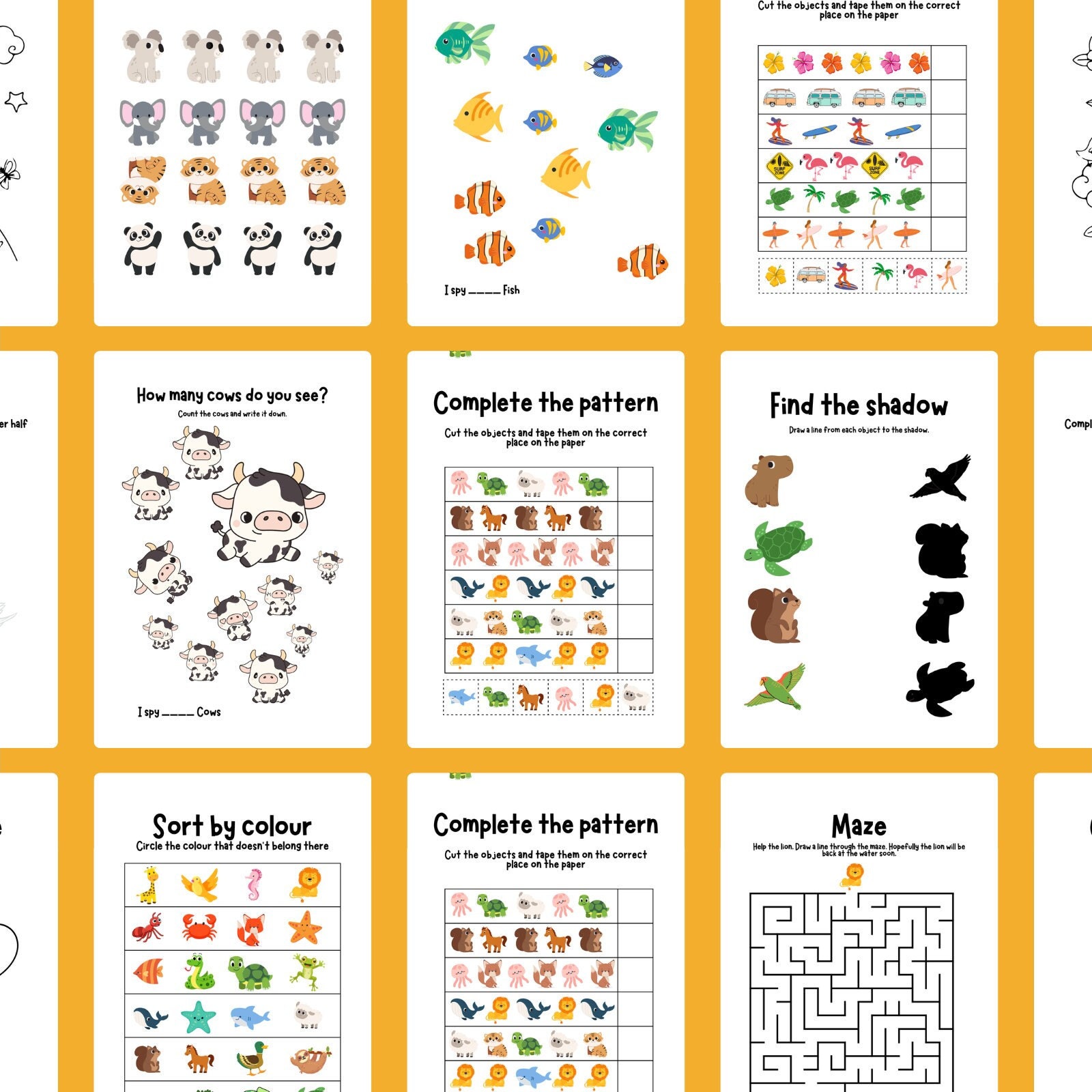 Animal Activity Pack for Kids , Activity Pack , Animal Activities ...