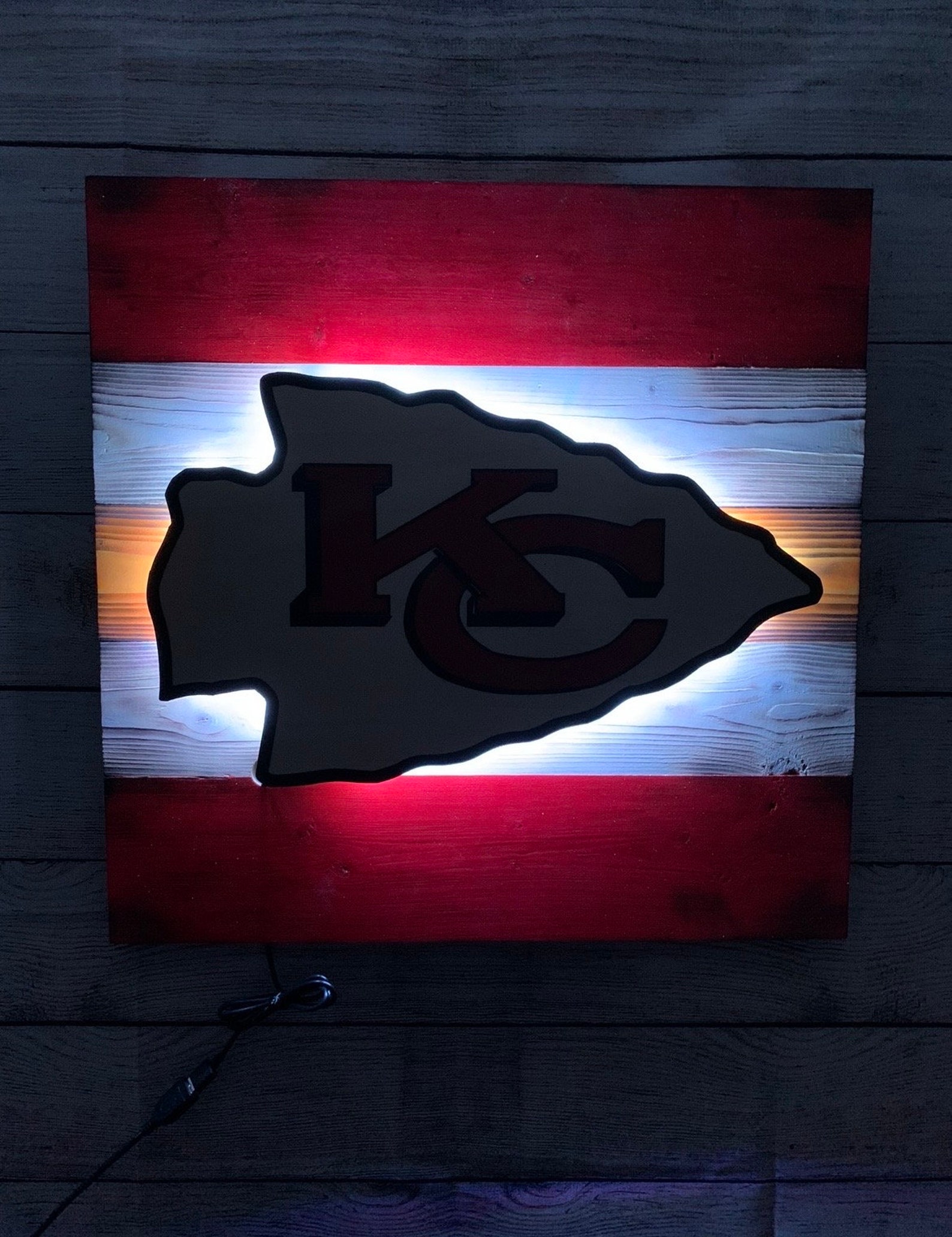 Kansas City Chiefs Rustic Wood Led Light up Sign/ Wall Art - Etsy