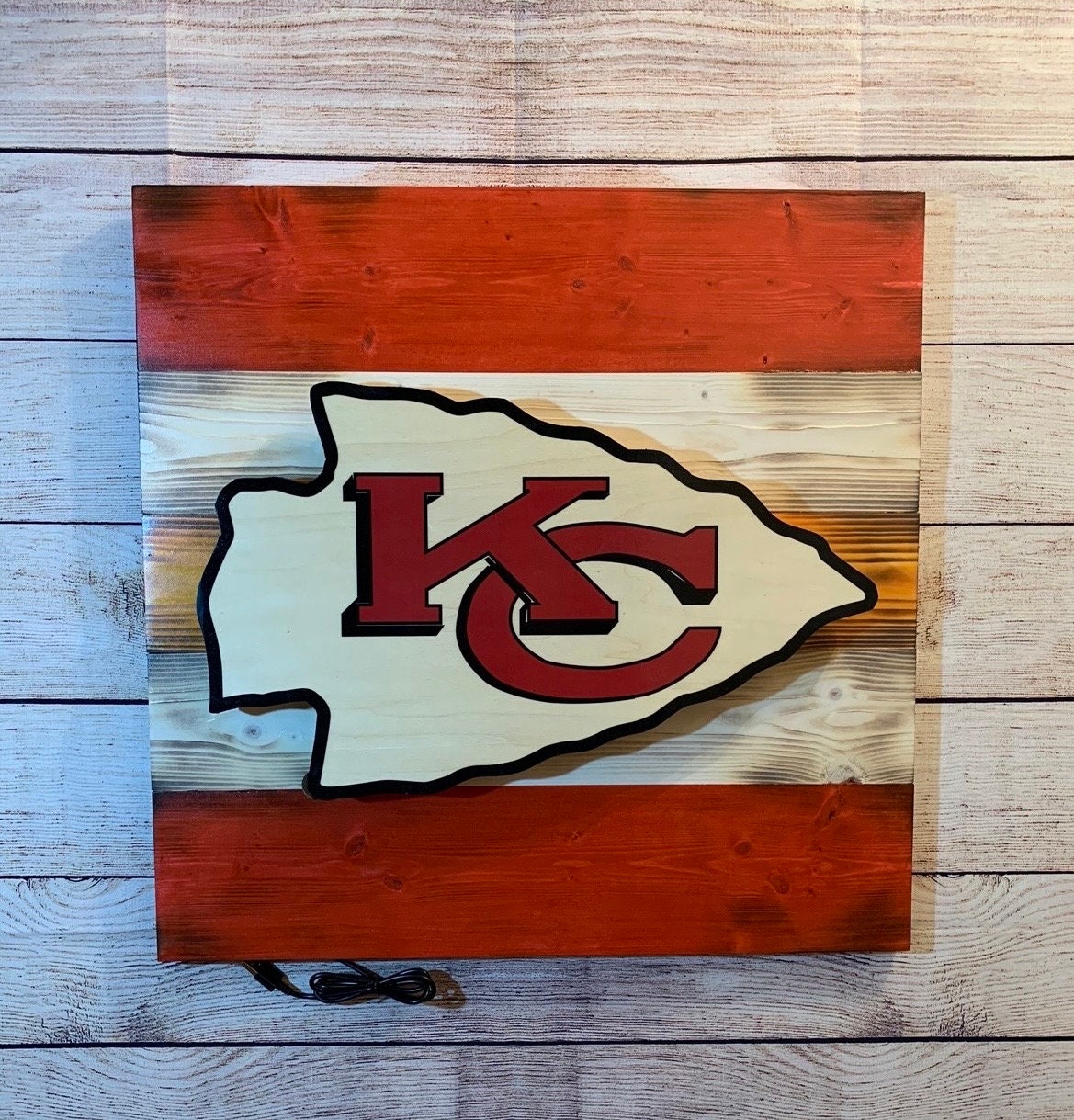 Kansas City Chiefs Rustic Wood Led Light up Sign/ Wall Art - Etsy