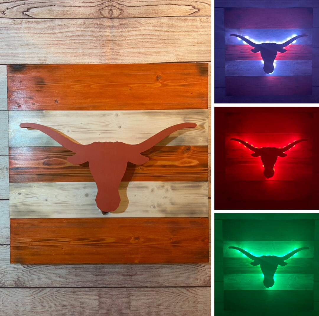 Texas Longhorns Rustic Wood Led Light up Sign/ Wall Art - Etsy