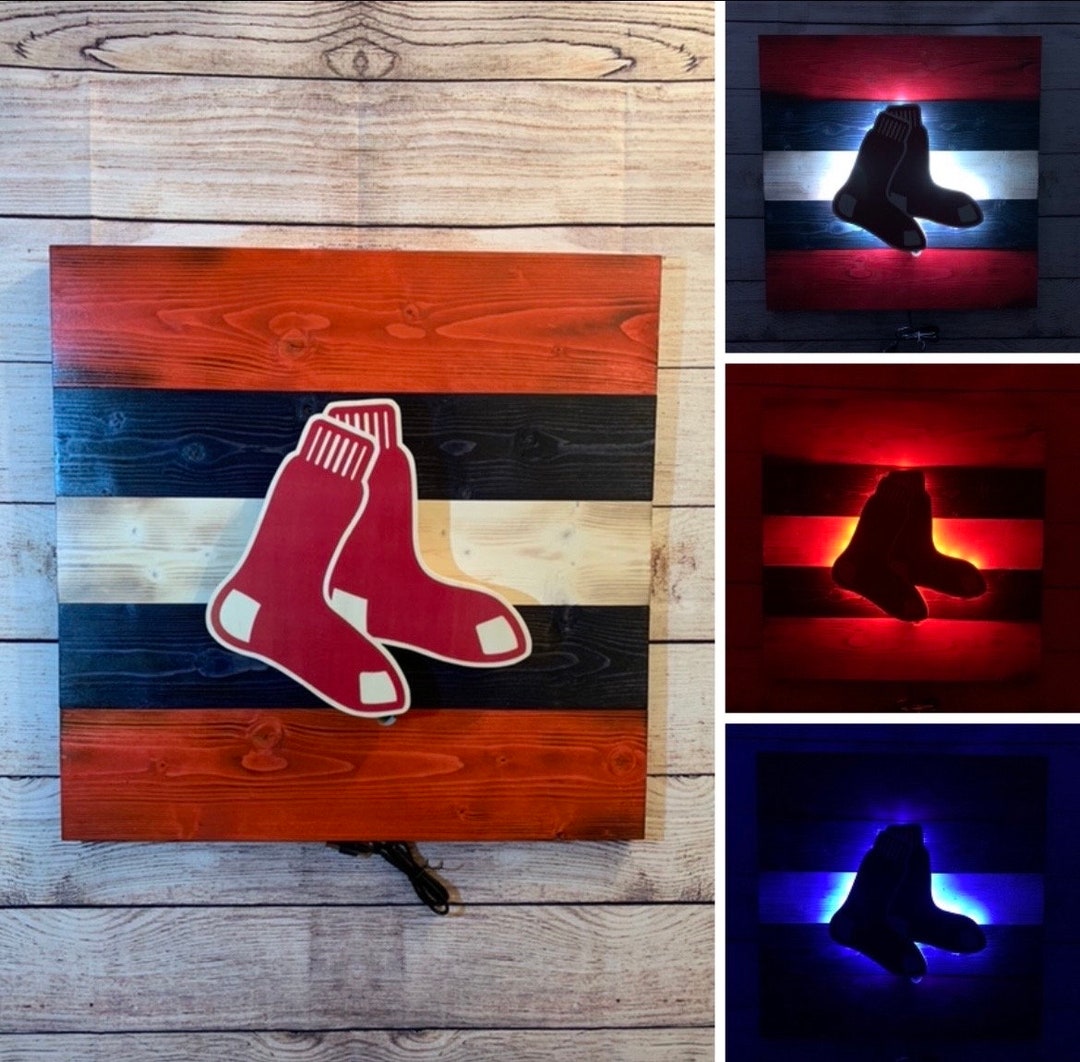 Boston Red Sox Rustic Wood Led Light up Sign/ Wall Art - Etsy