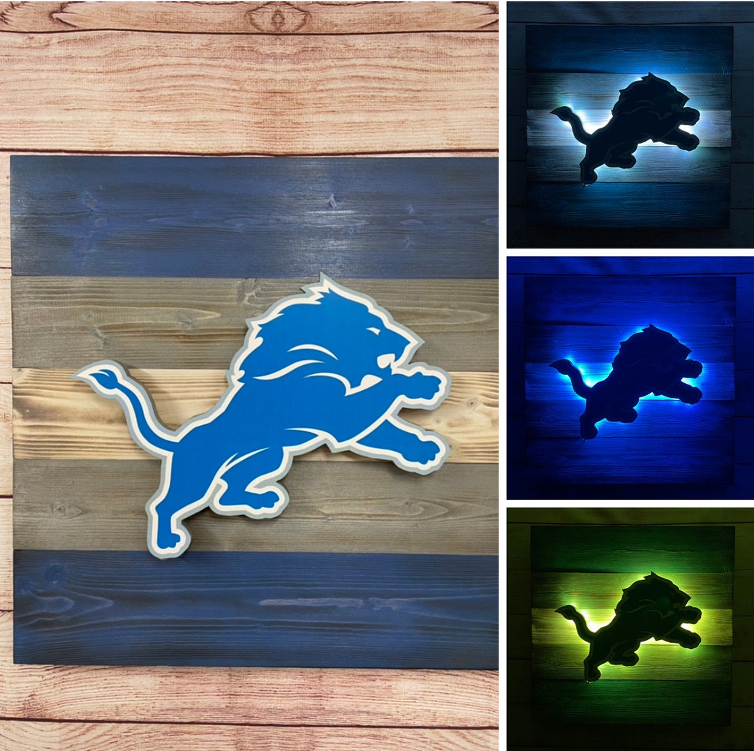 Detroit Lions Rustic Wood Led Light up Sign/ Wall Art - Etsy