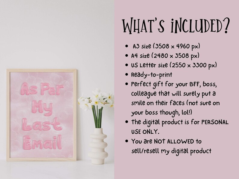 Per My Last Email Wall Art, Printable Office Humor Decor, Corporate ...