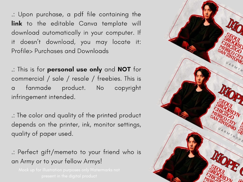 Personalized J-hope Hope on the Stage Concert Ticket, BTS, J-hope, J ...