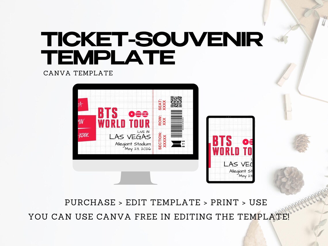 Arirang World Tour Ticket Template, Personalized Ticket, Concert ...